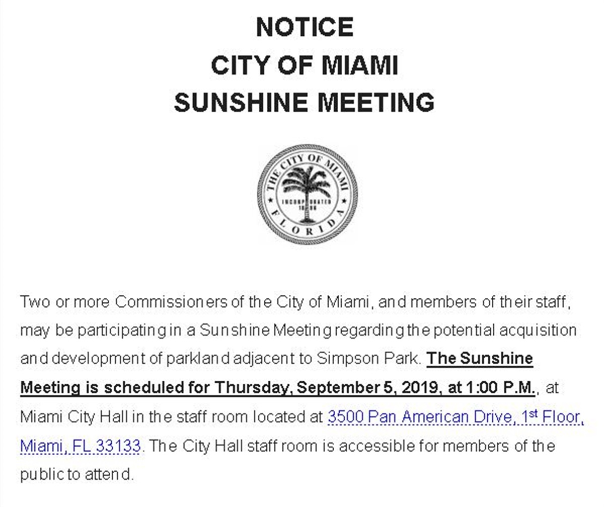 City of Miami Sunshine Meeting - Miami