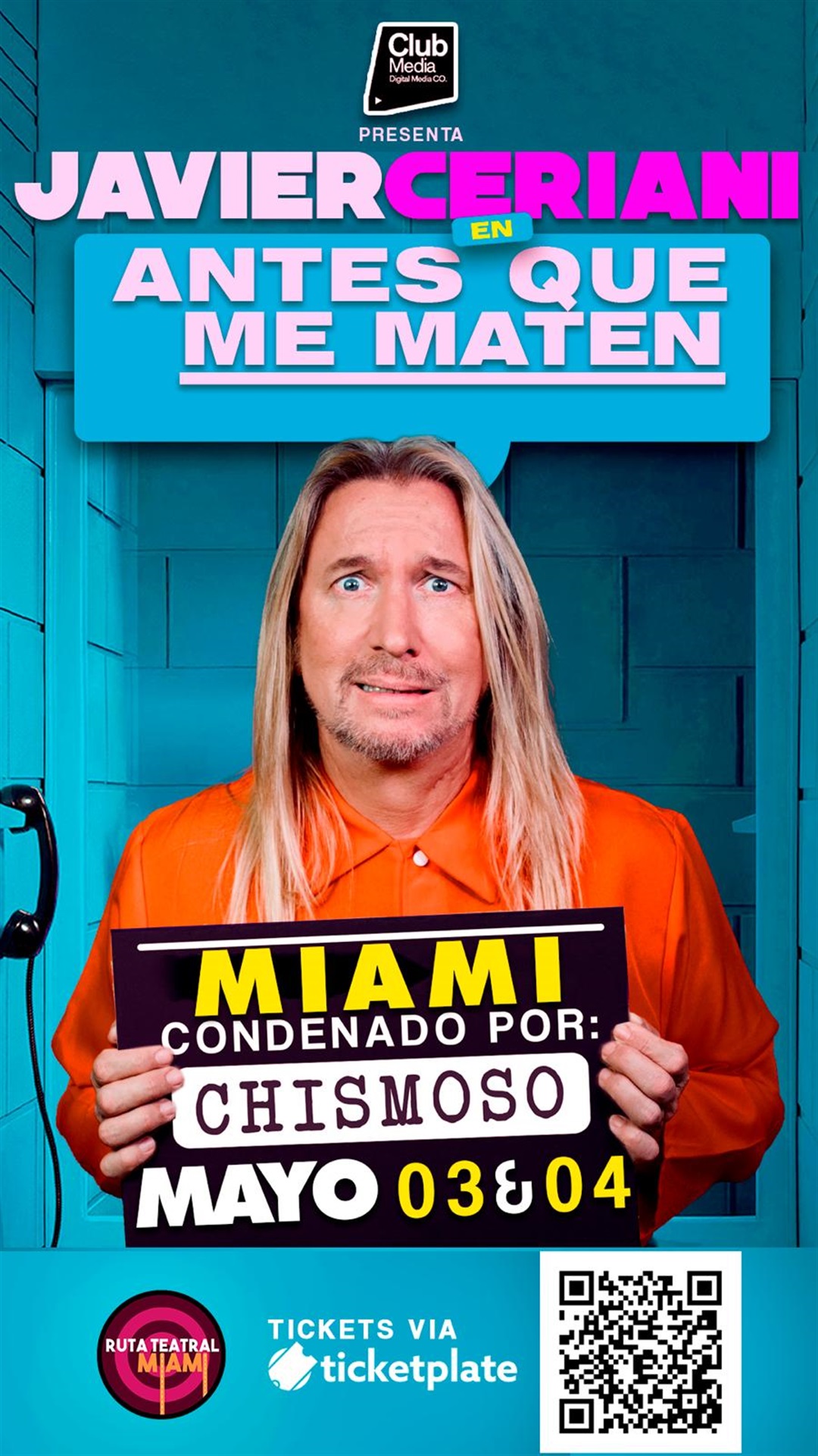 Javier Ceriani en Antes que me maten Tower Theater Miami