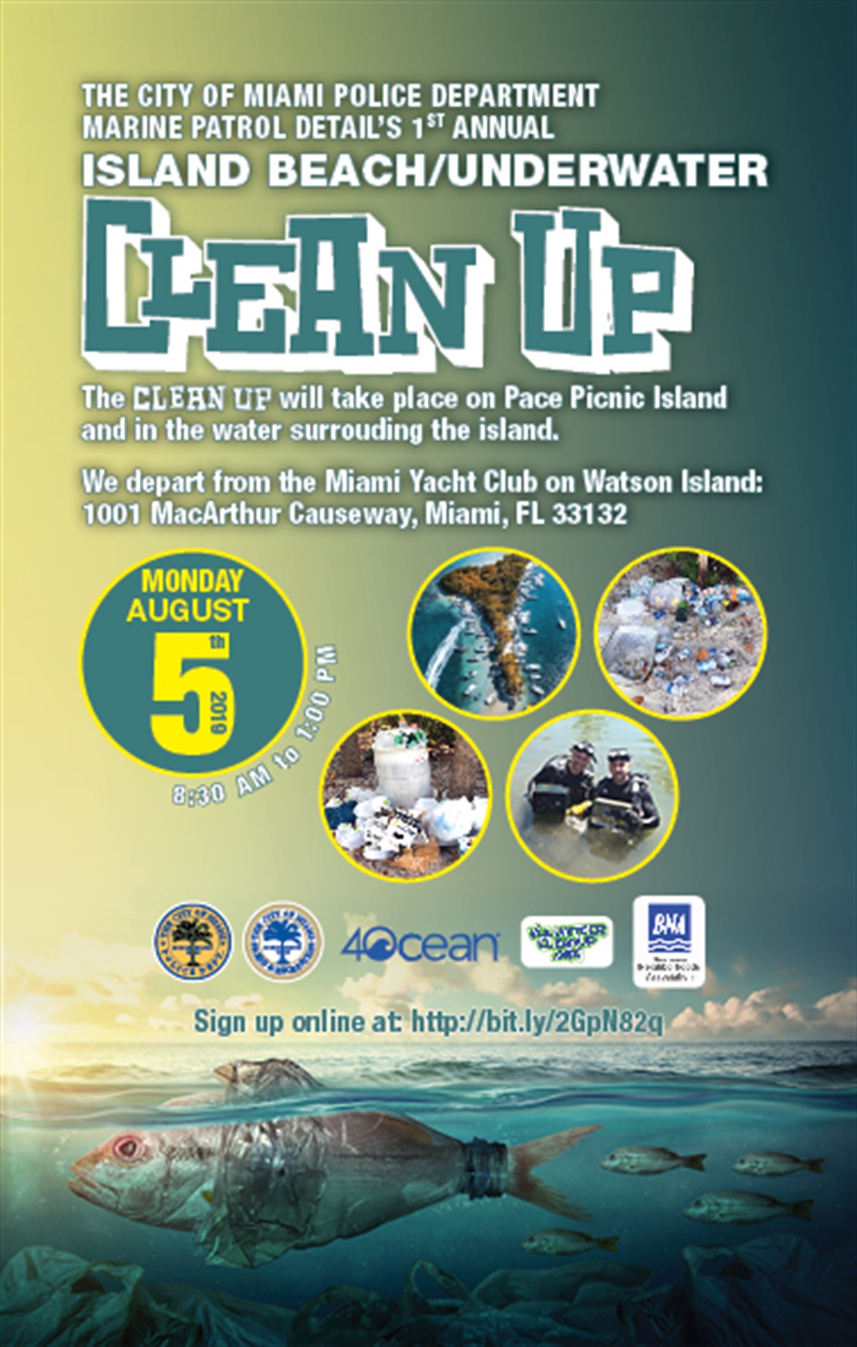MPD Marine Patrol's Island Beach/Underwater Clean Up - Miami
